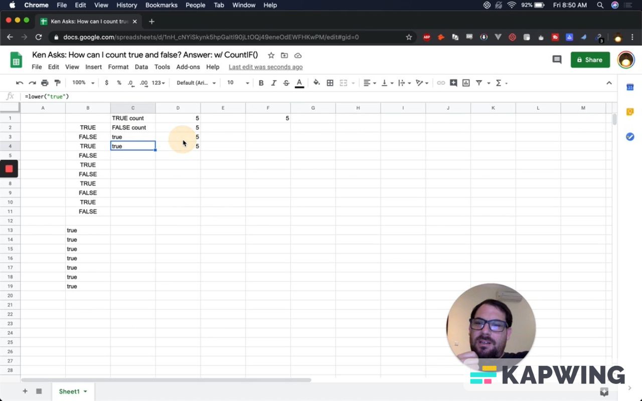 Count TRUE And FALSE In Google Sheets 