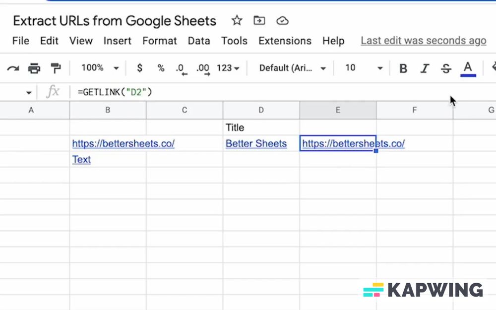 Extract URLs from Google Sheets