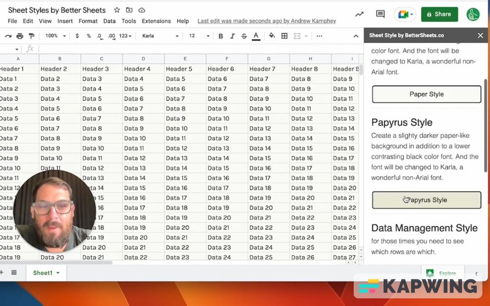Sheet Styles - A Free Google Sheet Add on by Better Sheets