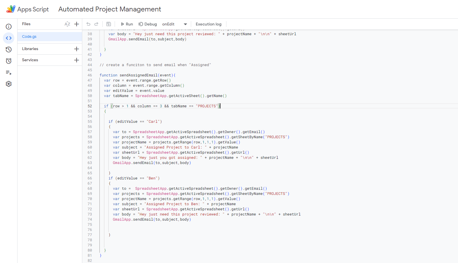 Automated Project Management in Google Sheets