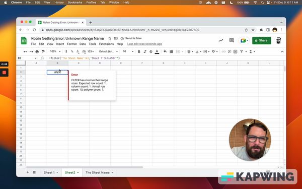 Google Sheets Error: Unknown Range Name and How to Fix it